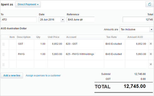 Account for payments to or refunds from the ATO – Xero Central