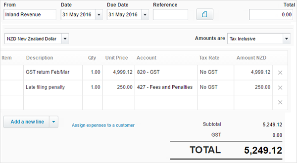 Account for payments to or refunds from Inland Revenue – Xero Central