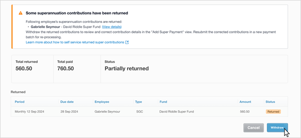Reprocess failed or returned auto super payments – Xero Central