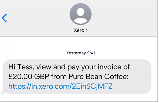 Send an invoice via SMS text message – Xero Central